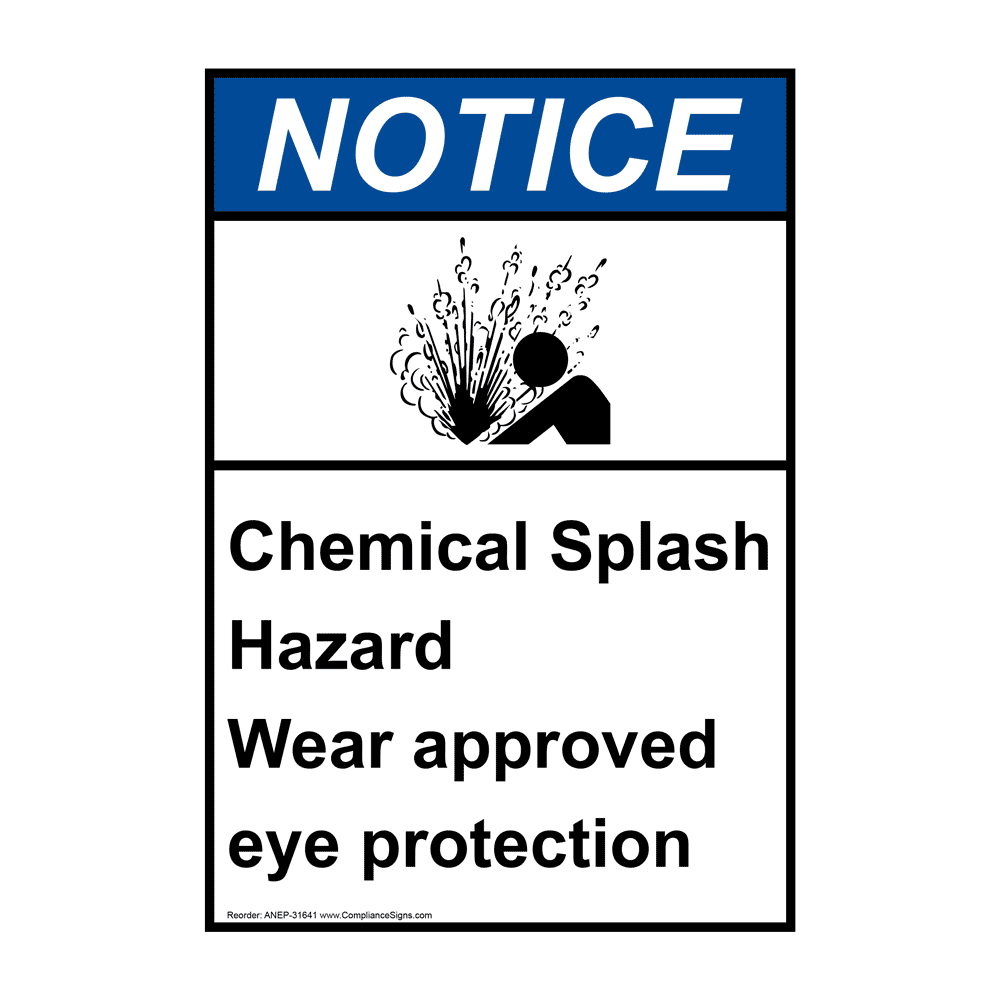 ANSI Chemical Splash Hazard Wear Sign With Symbol ANE-31641