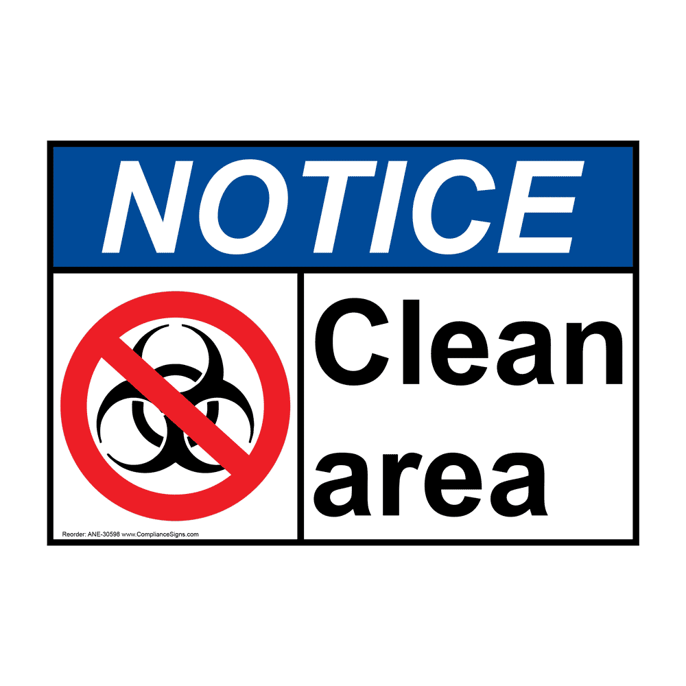 ANSI Clean Area Sign With Symbol ANE-30598