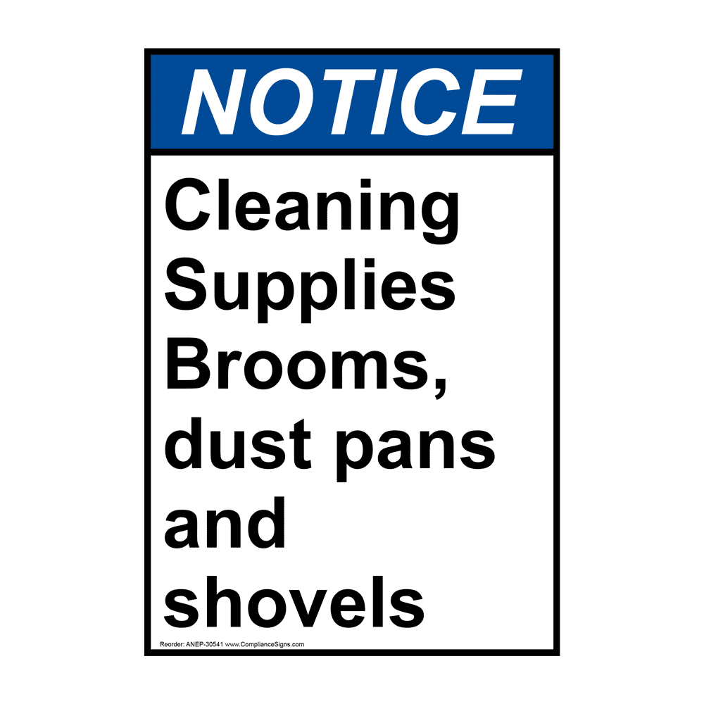 Portrait ANSI Cleaning Supplies Brooms, Dust Sign ANEP-30541