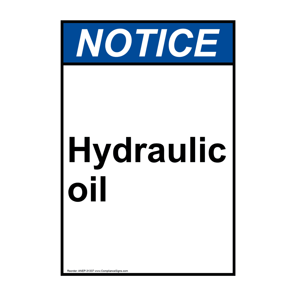 Portrait ANSI Hydraulic Oil Sign ANEP-31337