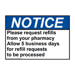 Medication Refills Safety Signs from ComplianceSigns.com