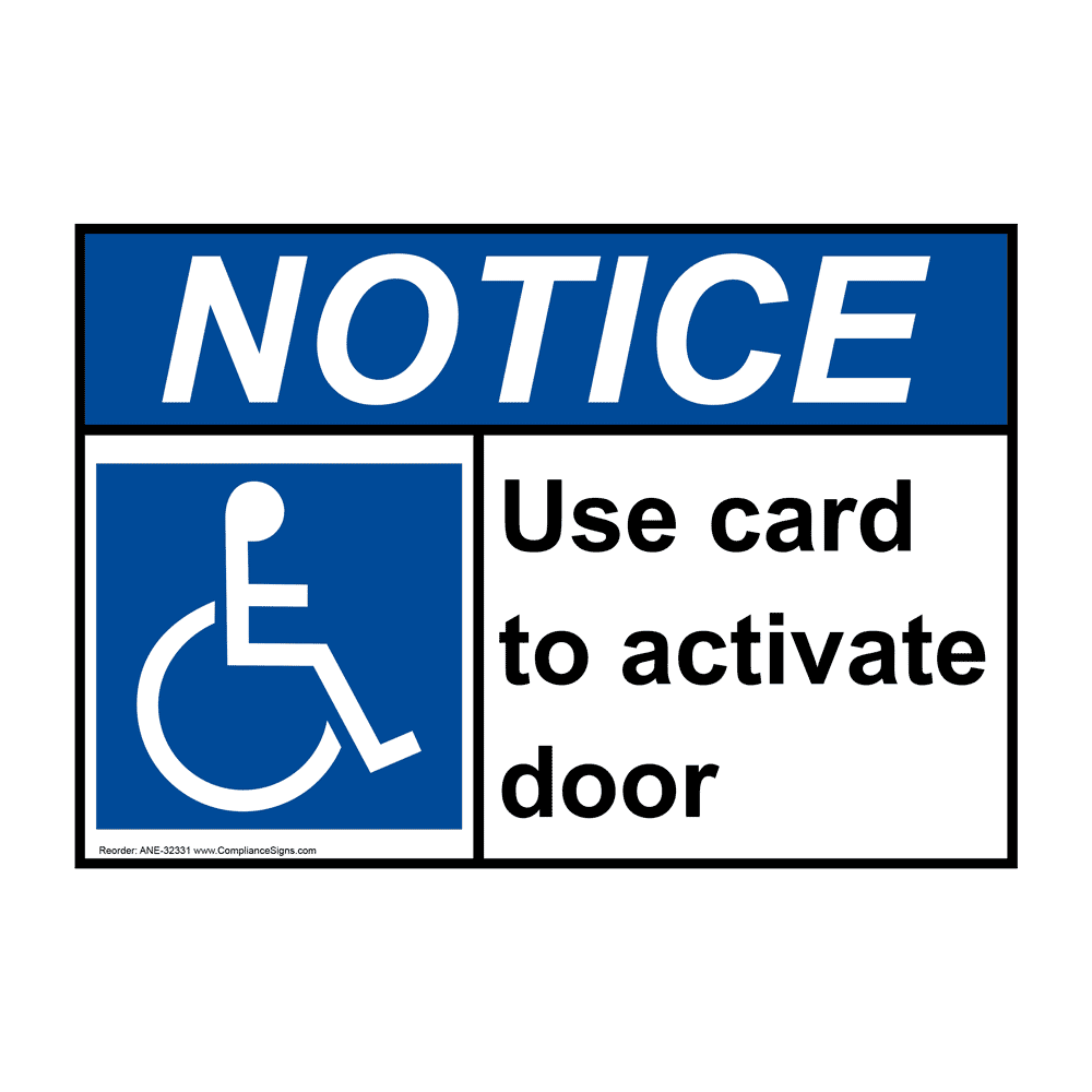 ANSI Use Card To Activate Door Sign With Symbol ANE-32331