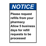 Medication Refills Safety Signs from ComplianceSigns.com