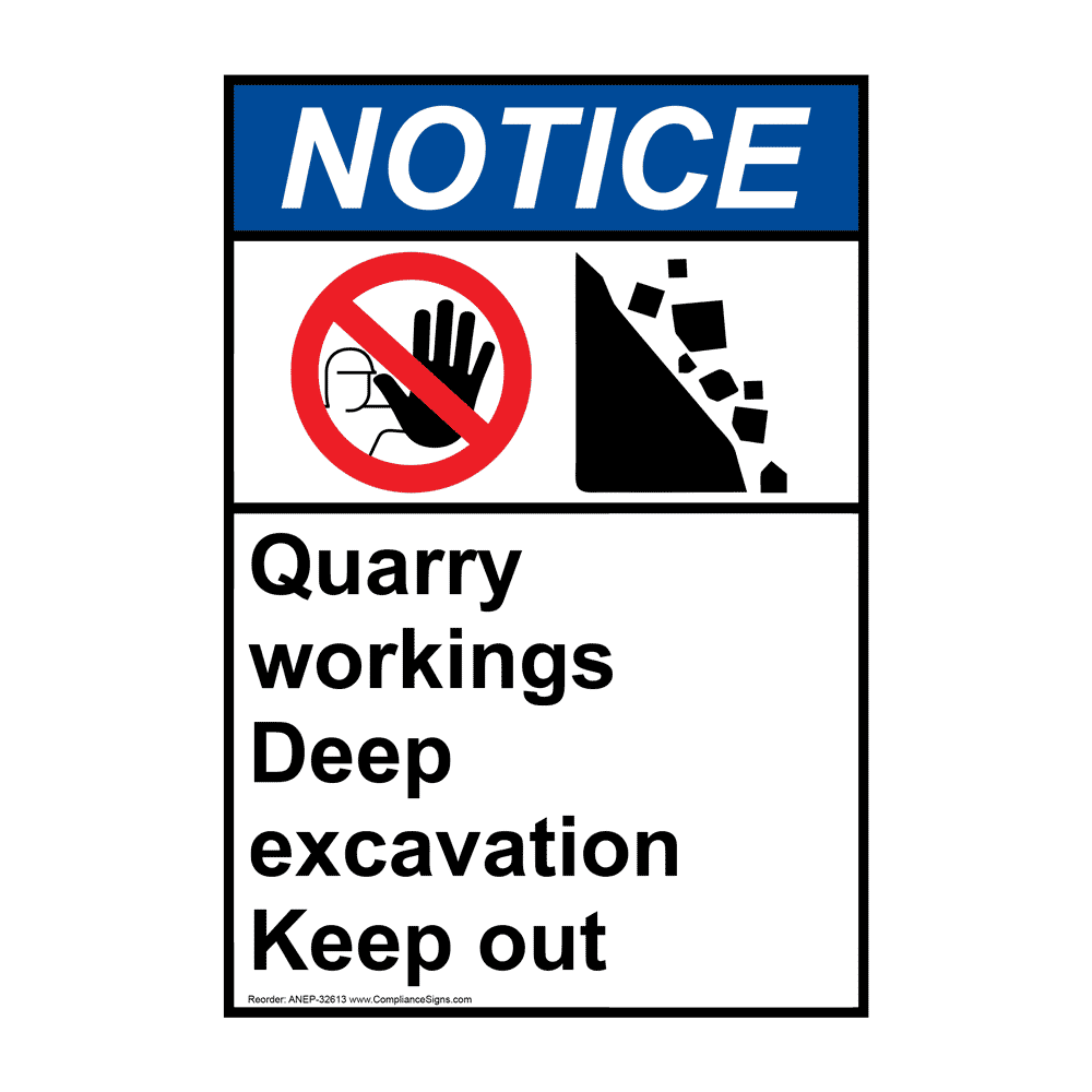 ANSI Quarry Workings Deep Sign With Symbol ANE-32613