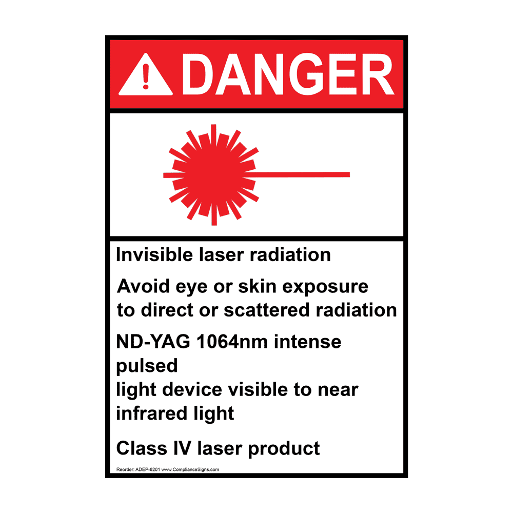 Portrait ANSI DANGER Invisible Laser Radiation Avoid Exposure Sign ADEP ...