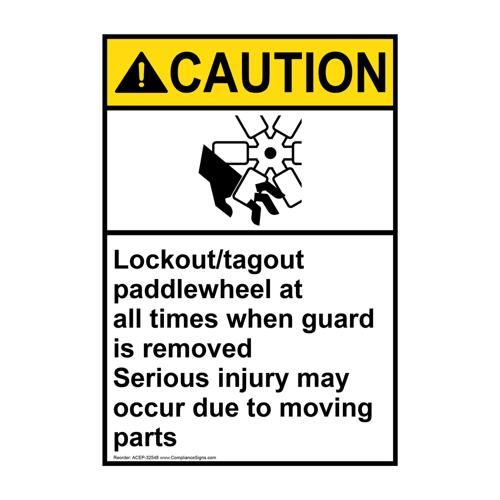 ANSI Lockout/Tagout Paddlewheel At Sign With Symbol ACE-32548