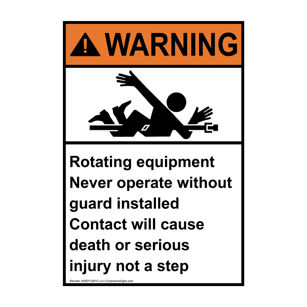 Portrait ANSI Rotating Equipment Sign With Symbol AWEP-32815