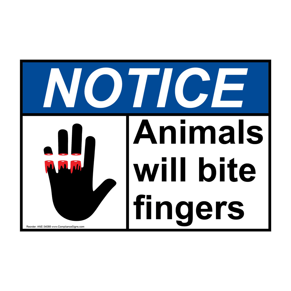 ANSI Animals Will Bite Fingers Sign With Symbol ANE-34088