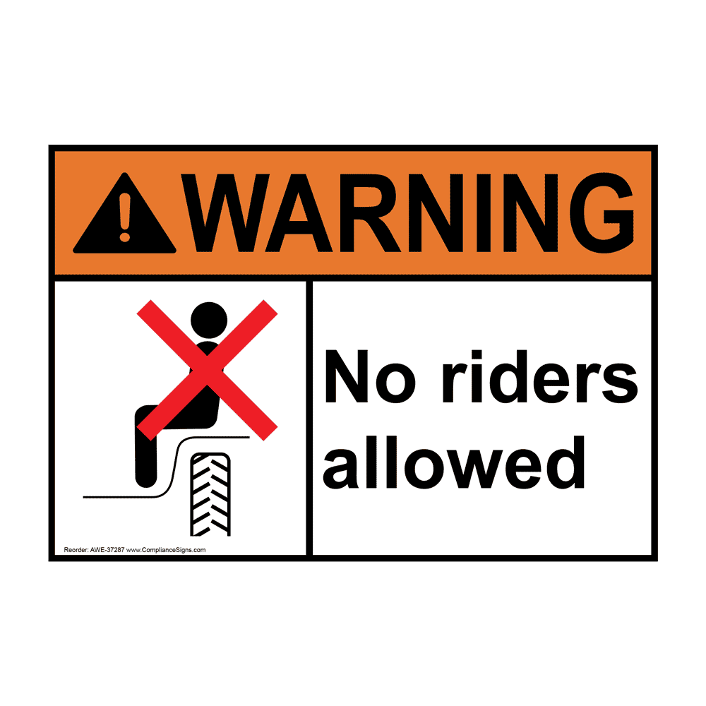 ANSI No Riders Allowed Sign With Symbol AWE-37287
