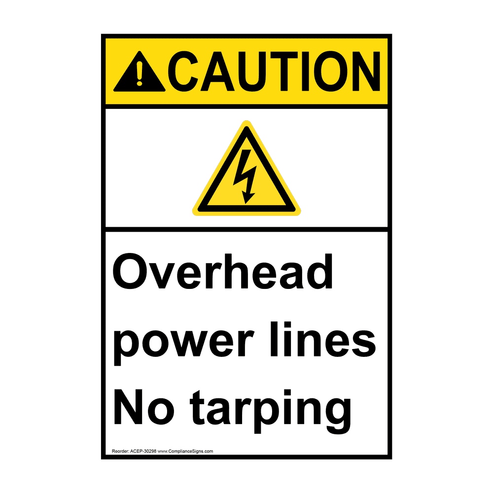Portrait ANSI Overhead Power Lines Sign With Symbol ACEP-30298