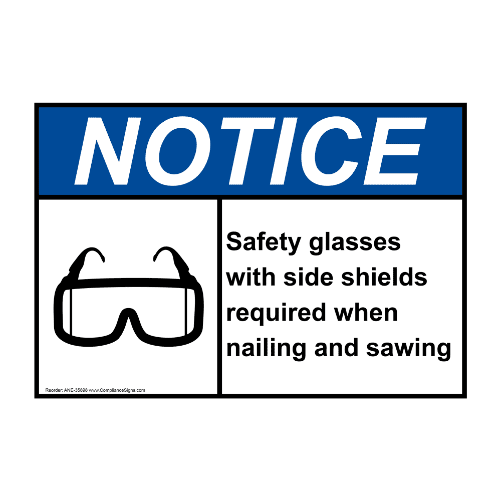 ANSI Safety Glasses With Side Shields Sign With Symbol ANE-35898