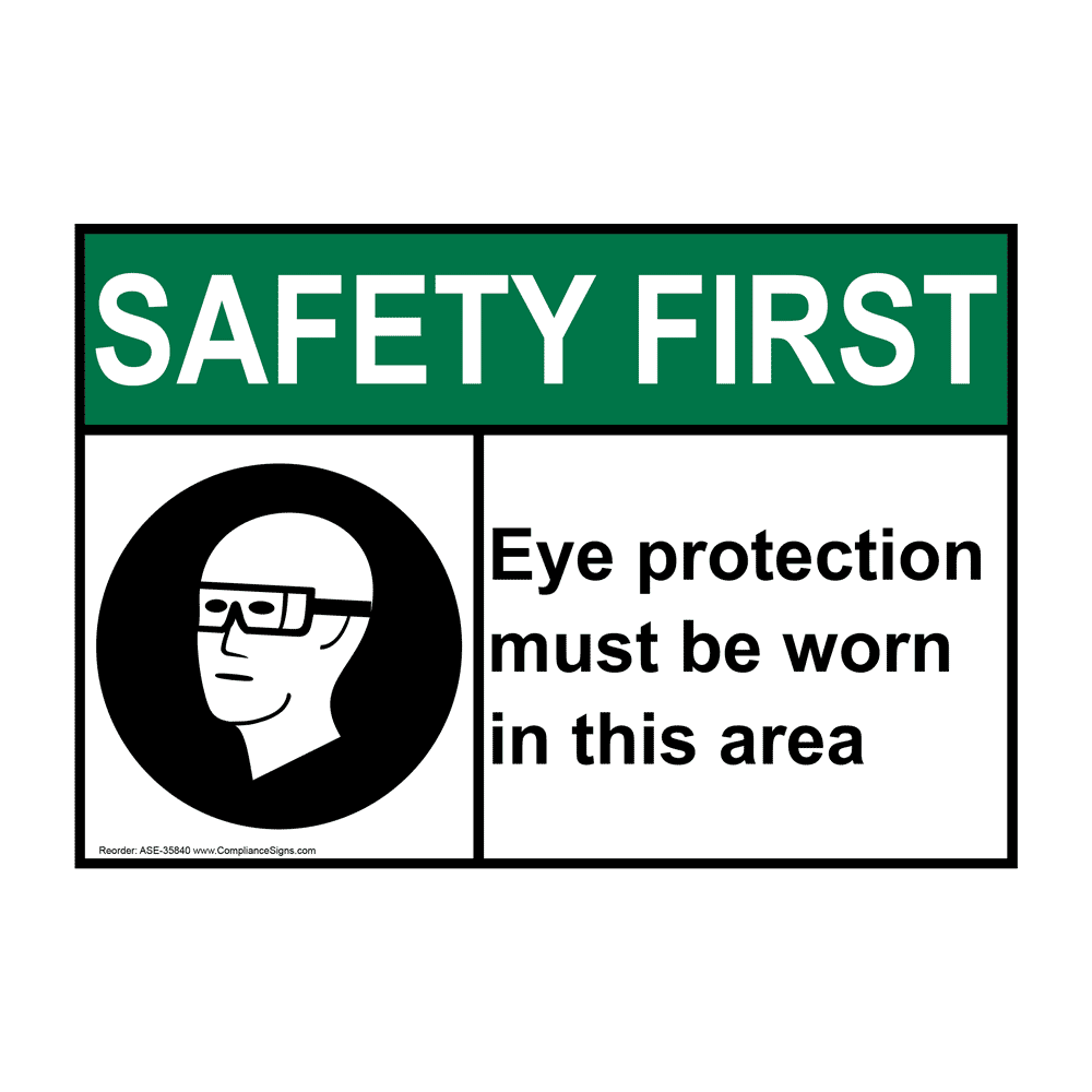 ANSI Eye Protection Must Be Worn Sign With Symbol ASE-35840