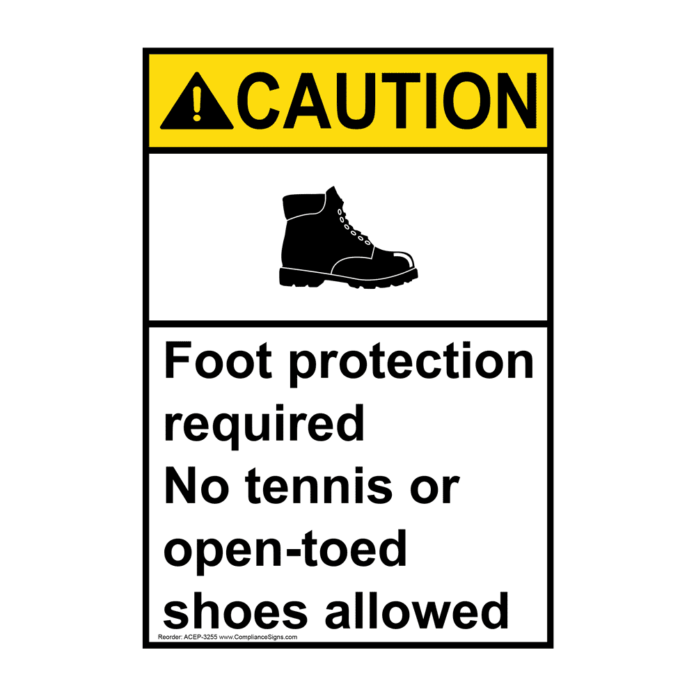 Portrait ANSI CAUTION Foot Protection Required Sign ACEP-3255 PPE PPE ...