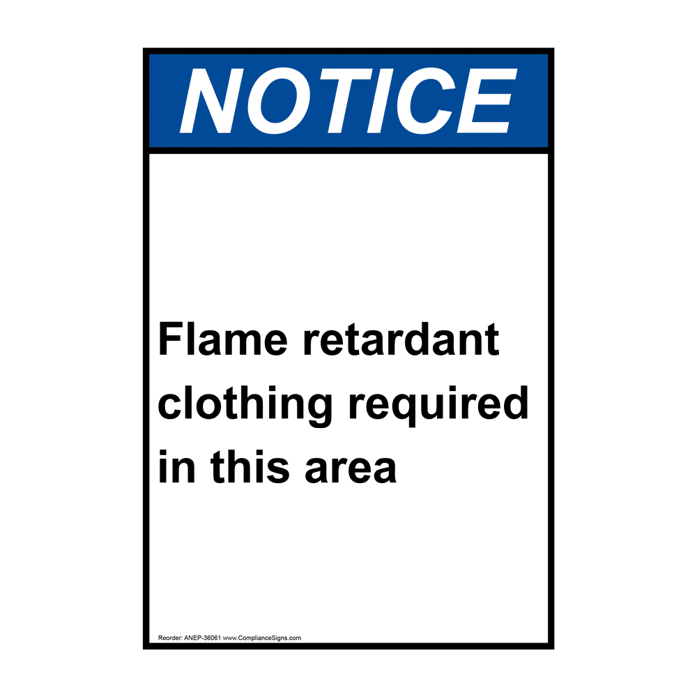 Portrait ANSI Flame Retardant Clothing Required Sign ANEP-36061