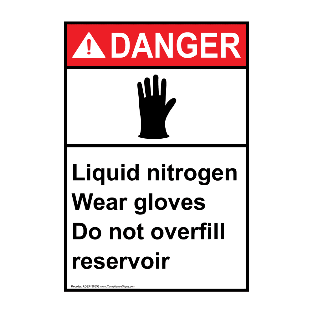 Portrait ANSI Liquid Nitrogen Wear Gloves Do Sign ADEP-36558
