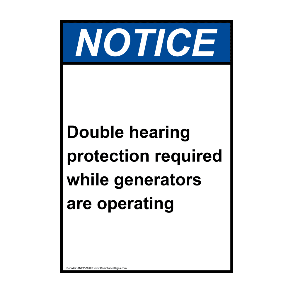 Portrait Double Hearing Protection Required Sign NHEP-36125