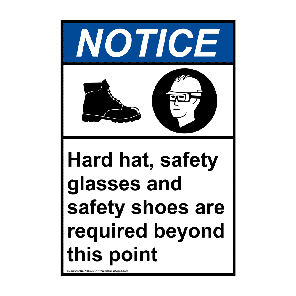 ANSI Hard Hat, Safety Glasses And Sign With Symbol ANE-36292