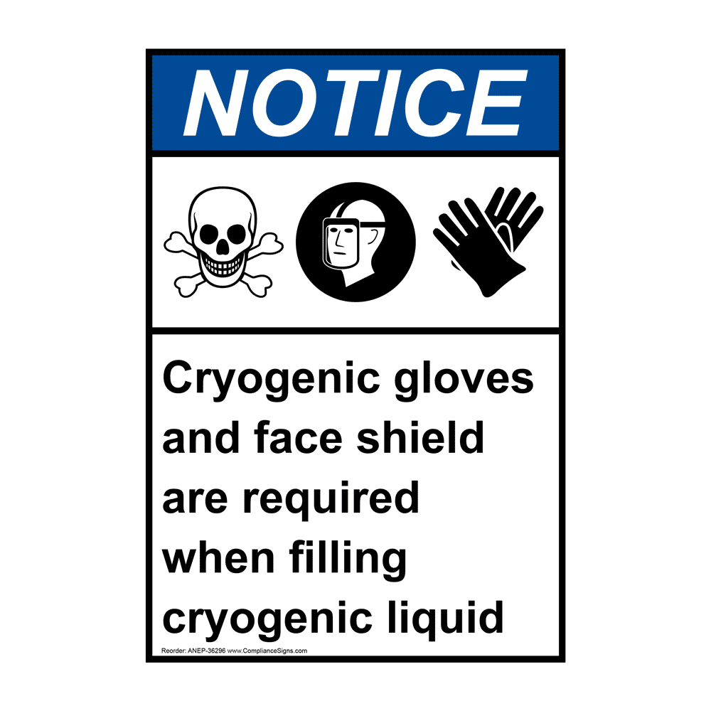 ANSI Cryogenic Gloves And Face Shield Sign With Symbol ANE-36296