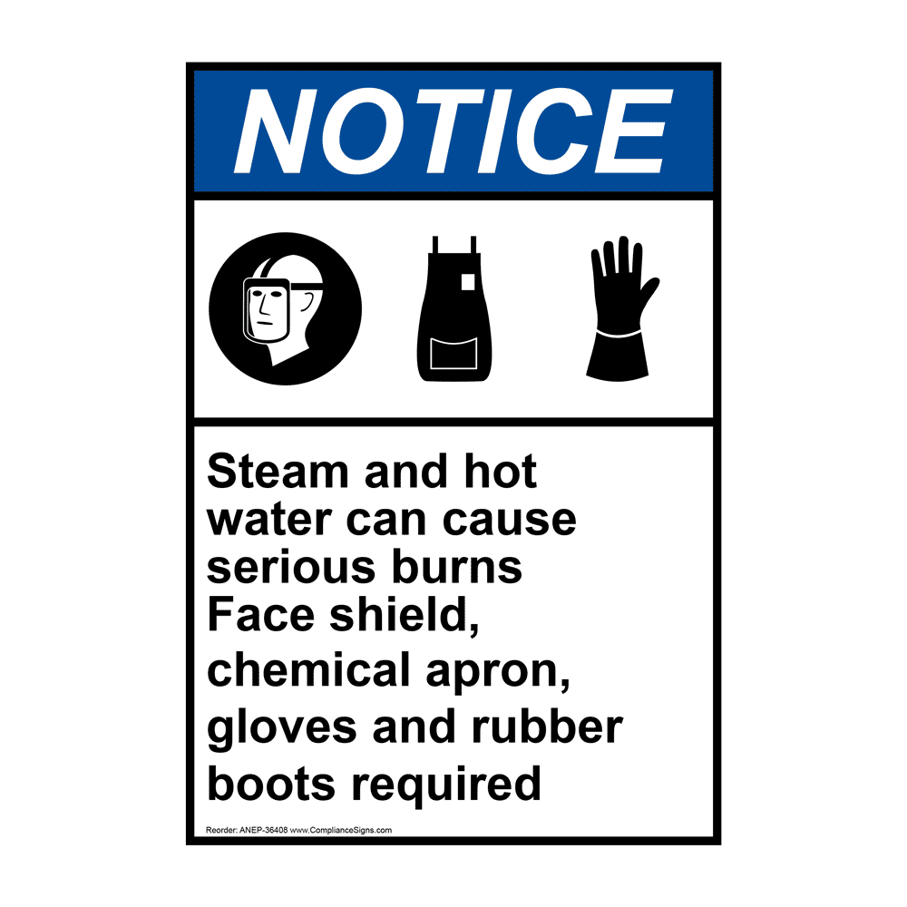 Portrait ANSI Steam And Hot Water Sign With Symbol ANEP-36408