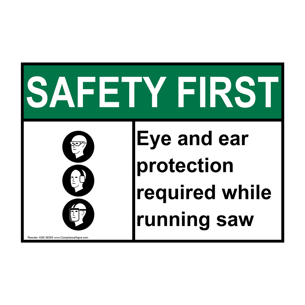 ANSI Eye And Ear Protection Required Sign With Symbol ASE-36305