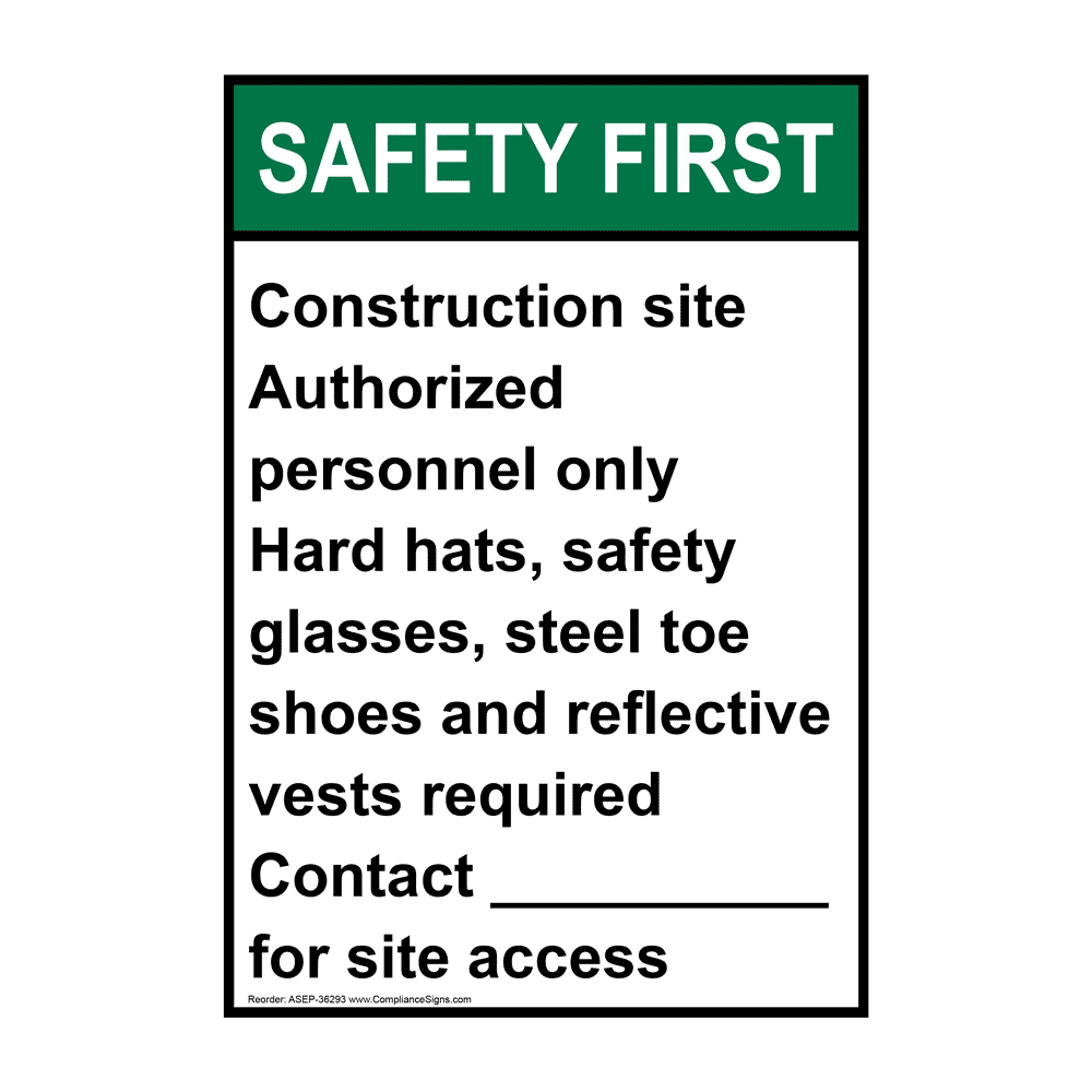 Portrait ANSI Construction Site Authorized Personnel Sign ASEP-36293
