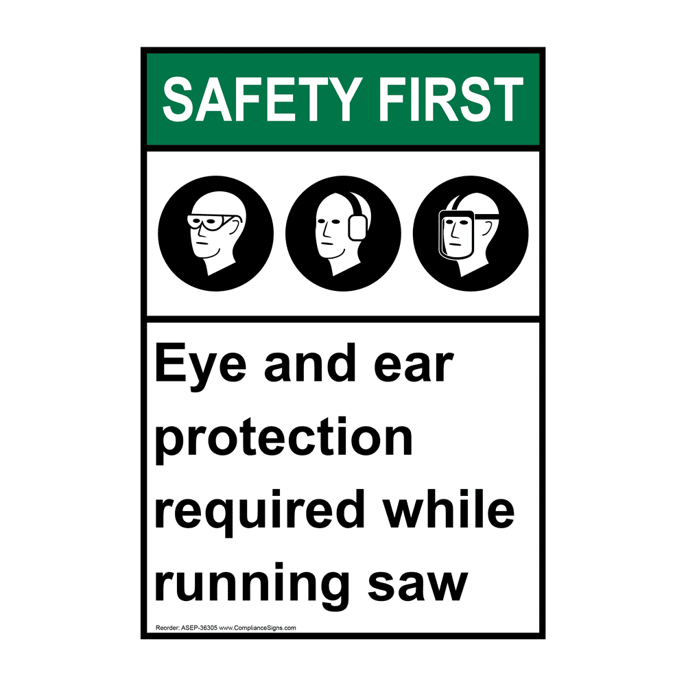 ANSI Eye And Ear Protection Required Sign With Symbol ASE-36305
