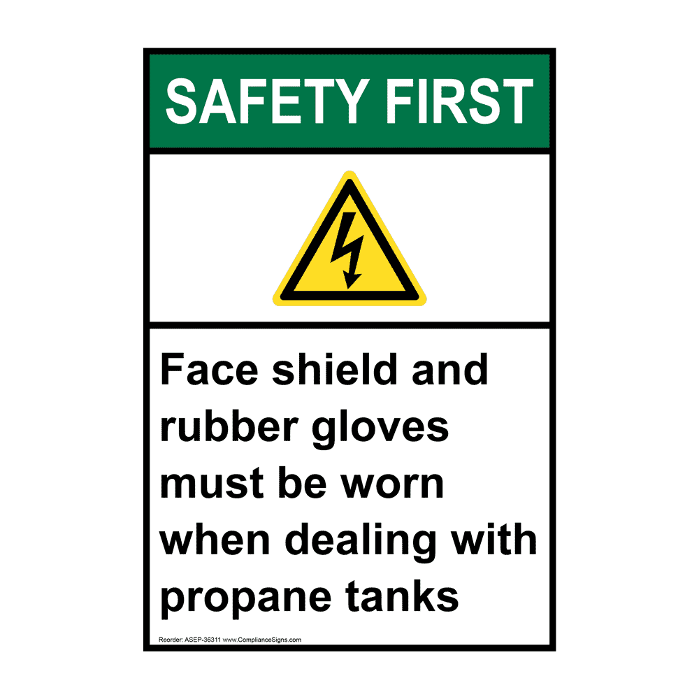 ANSI Face Shield And Rubber Gloves Sign With Symbol ASE-36311