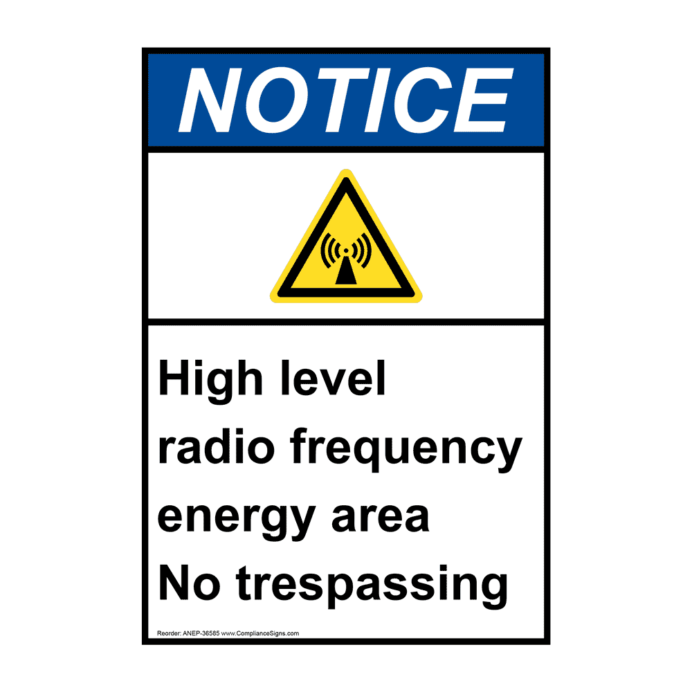 ANSI High Level Radio Frequency Energy Sign With Symbol ANE-36585