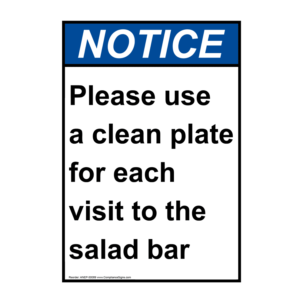 ANSI Please Use A Clean Plate For Each Visit Sign ANE-50089