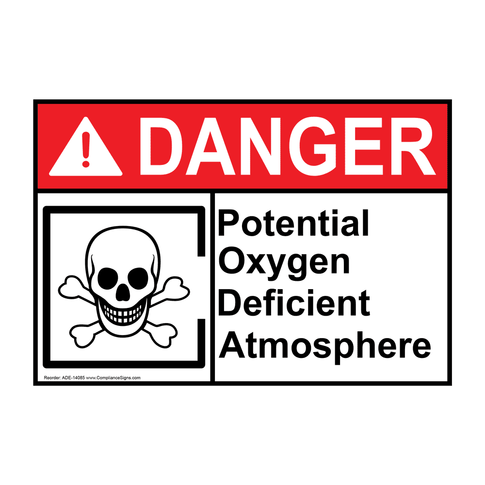 ANSI DANGER Potential Oxygen Deficient Atmosphere Sign ADE-14085