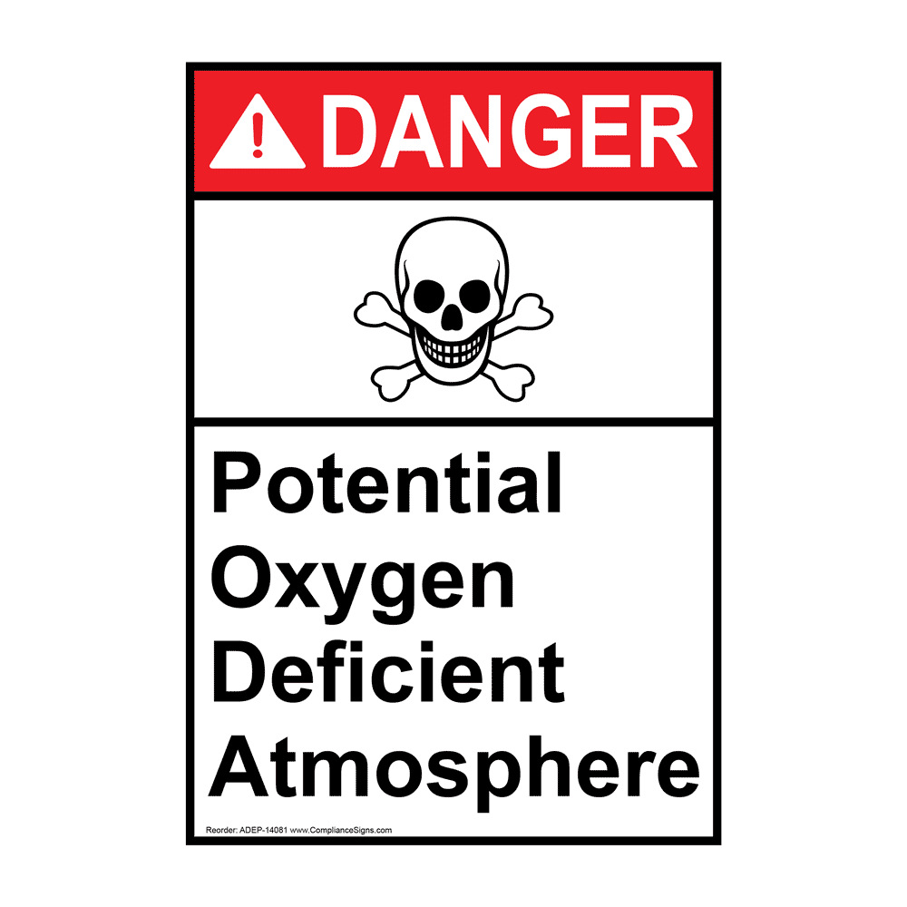 ANSI DANGER Potential Oxygen Deficient Atmosphere Sign ADE-14081