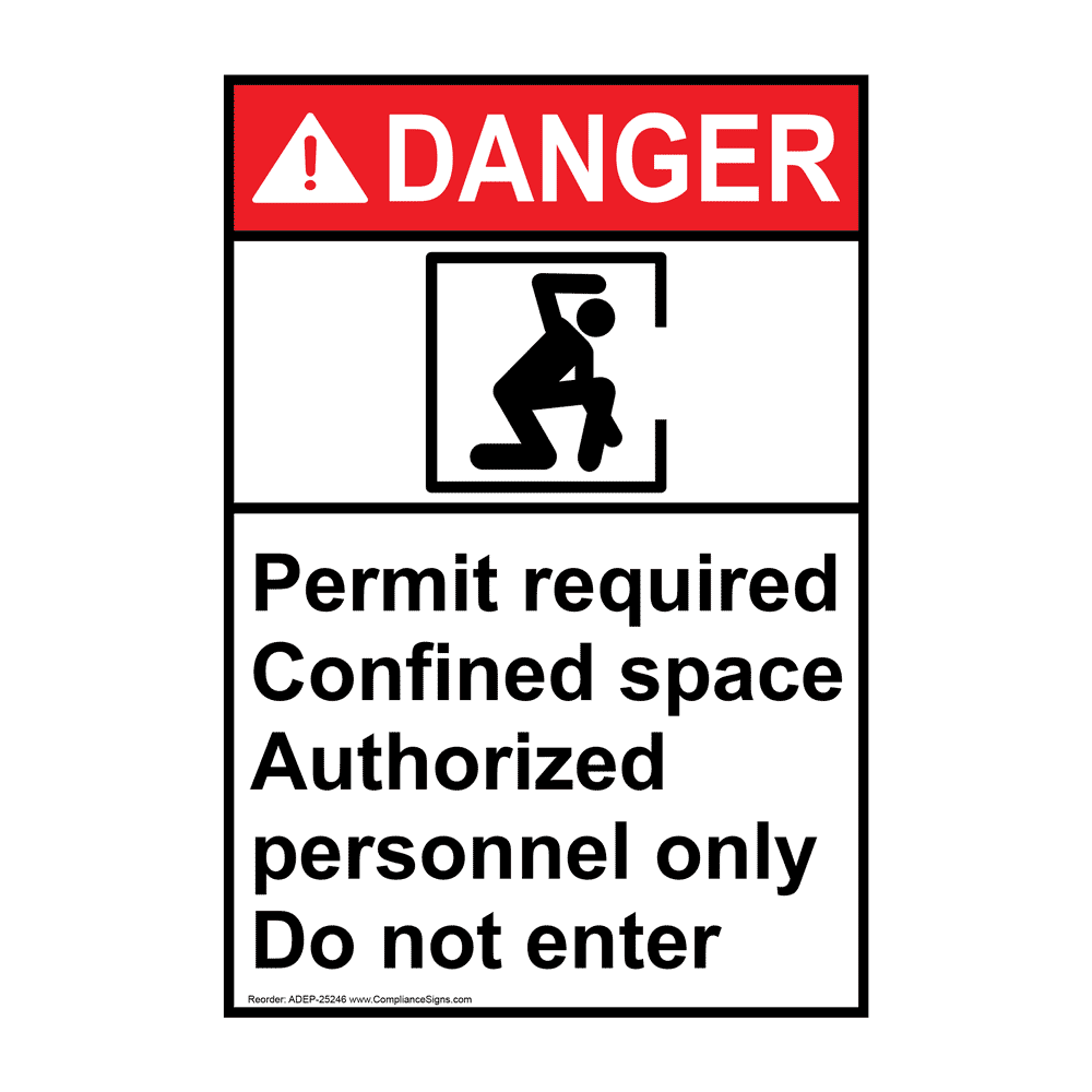Portrait ANSI DANGER Permit Required Sign With Symbol ADEP-25246