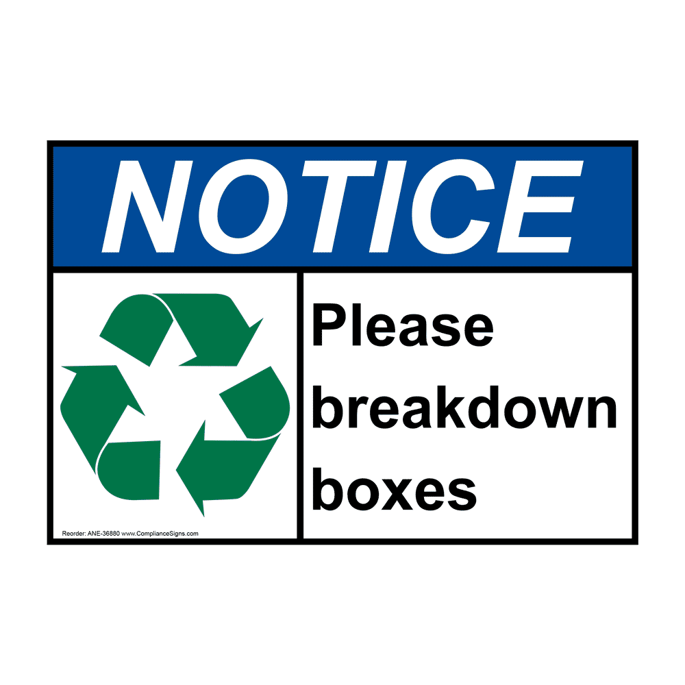 ANSI Please Breakdown Boxes Sign With Symbol ANE-36880