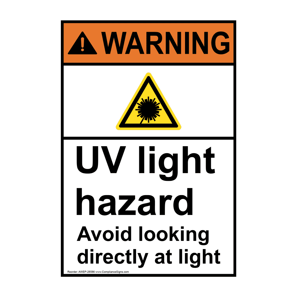 ANSI UV Light Hazard Avoid Looking Sign With Symbol AWE-28586