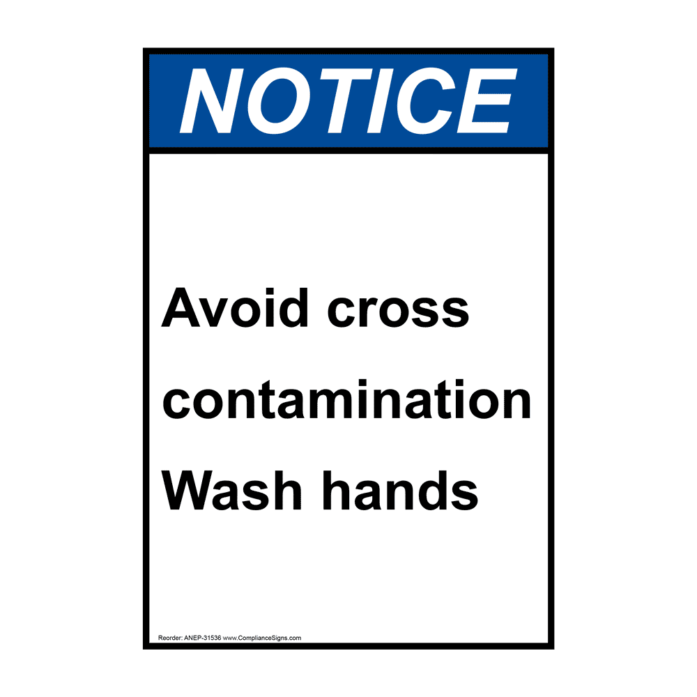 Portrait ANSI Avoid Cross Contamination Wash Hands Sign ANEP-31536