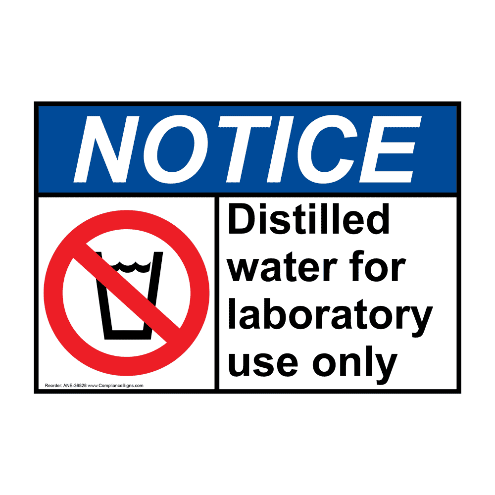 ANSI Distilled Water For Laboratory Sign With Symbol ANE-36828