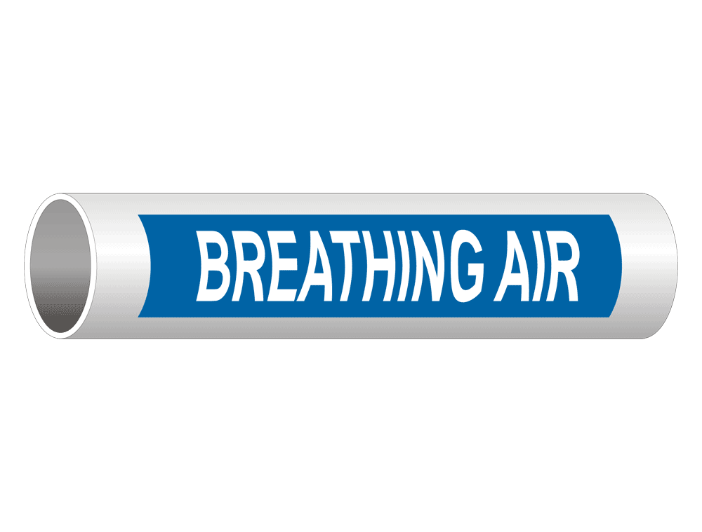 ASME A13.1 Breathing Air White On Blue Pipe Label PIPE-23140-WHTonBLU