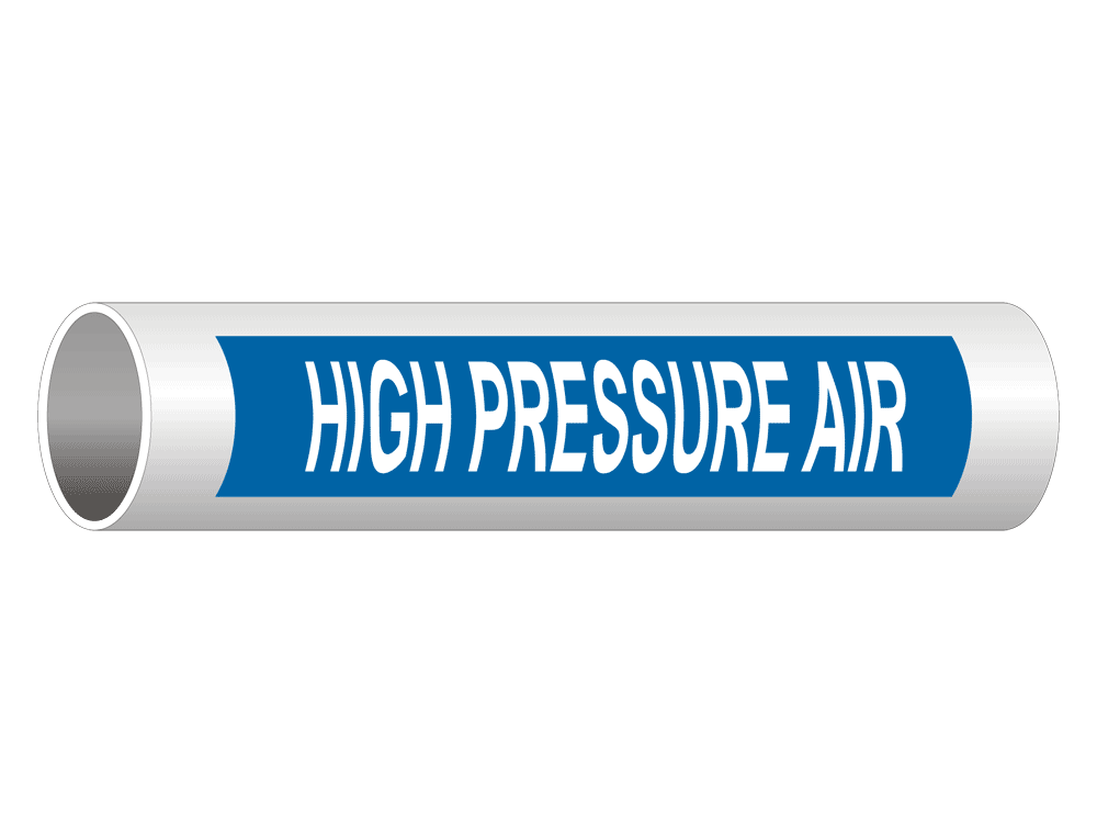 ASME A13.1 High Pressure Air Pipe Label PIPE-23600-WHTonBLU