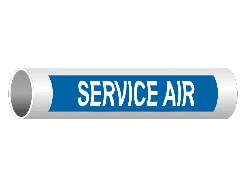 ASME A13.1 Service Air Pipe Label PIPE-24170-WHTonBLU