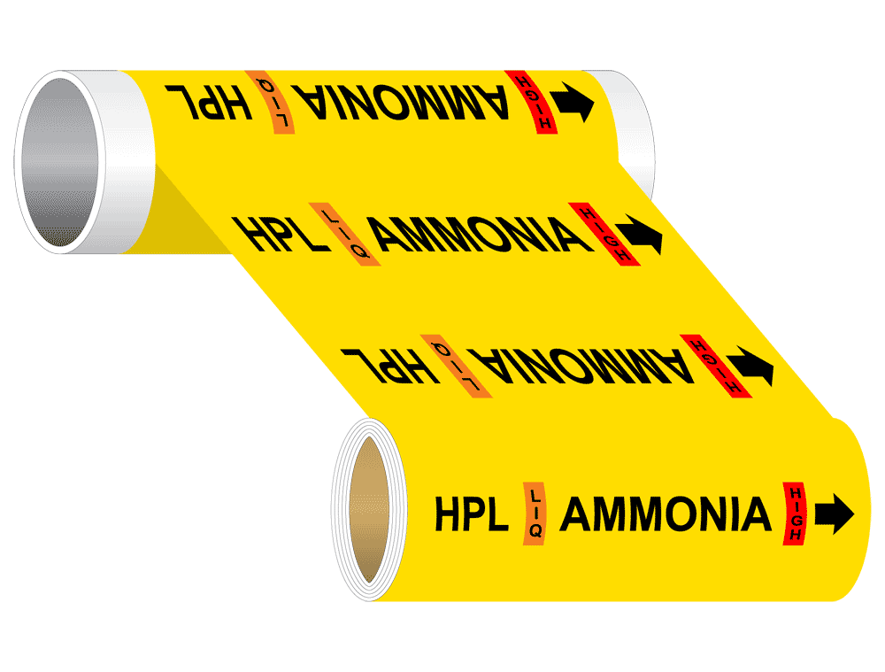 ASME A13.1 HPL Liq Ammonia High Wide Pipe Label PIPE-14885-WR