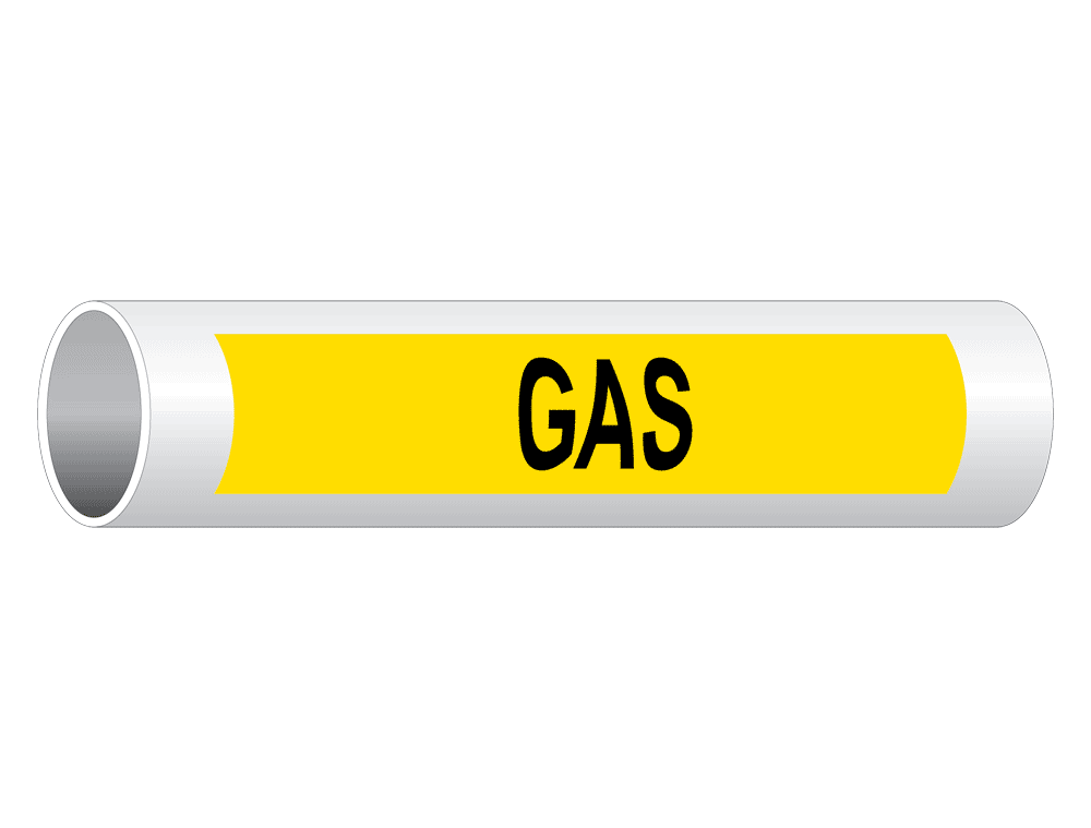 ASME A13.1 Gas Pipe Label PIPE-23520-BLKonYLW