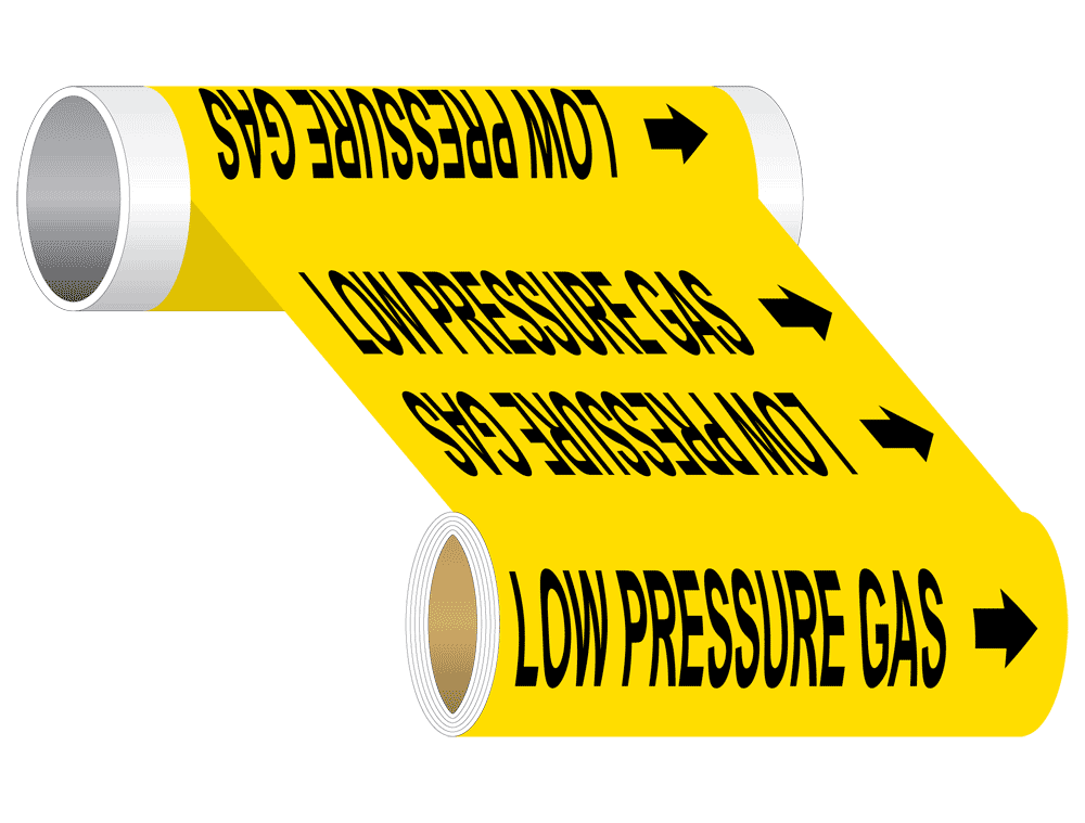 ASME A13.1 Low Pressure Gas Wide Pipe Label PIPE-23820-WR-BLKonYLW