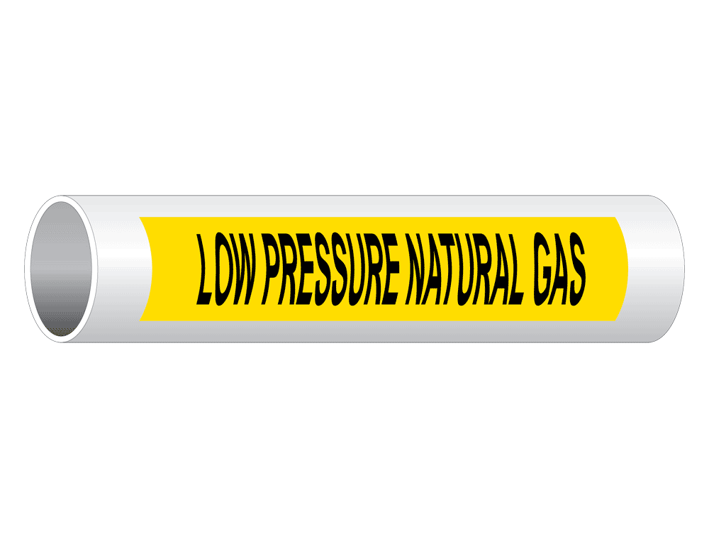 ASME A13.1 Low Pressure Natural Gas Pipe Label PIPE-23825-BLKonYLW