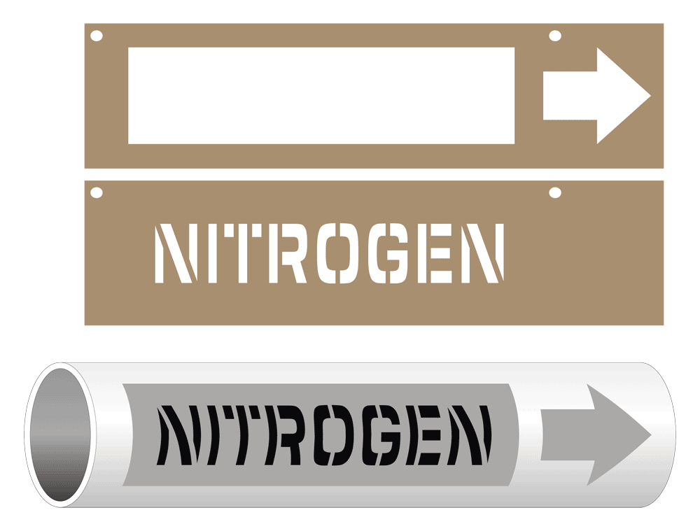 ASME A13.1 Nitrogen Pipe Label PIPE-23925-WHTonBLK