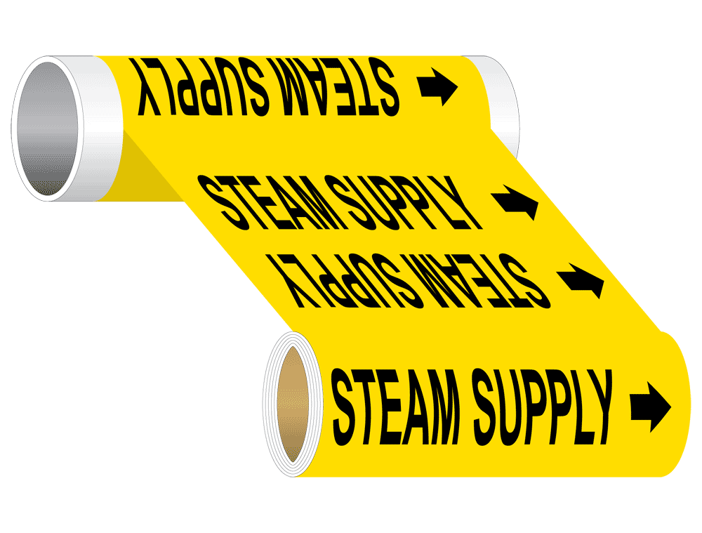 ASME A13.1 Steam Supply Wide Pipe Label PIPE-24260-WR-WHTonGreen
