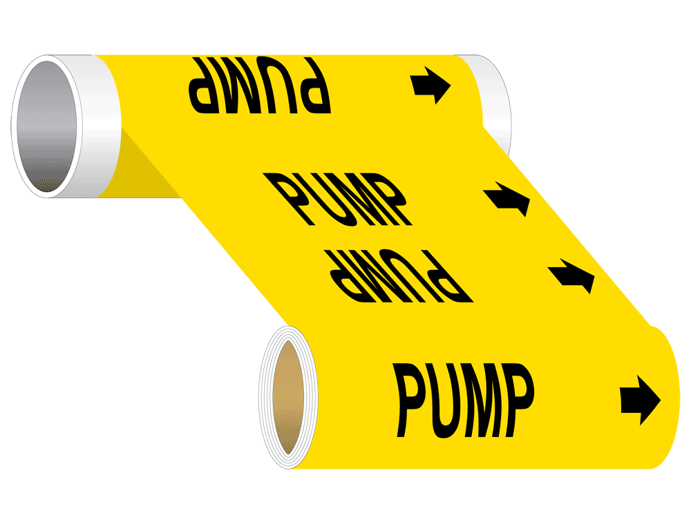 ASME A13.1 Pump Wide Pipe Label PIPE-24035-WR-BLKonYLW