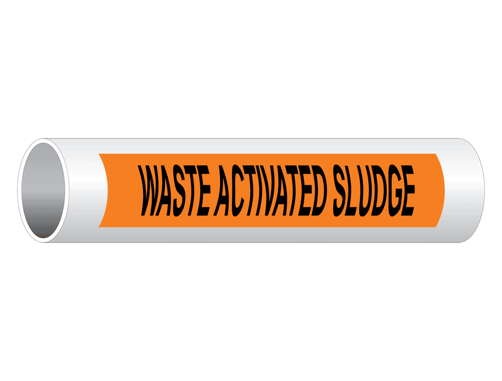 ASME A13.1 Waste Activated Sludge Pipe Label PIPE-24390-BLKonYLW