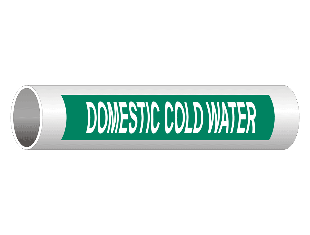 ASME A13.1 Domestic Cold Water Pipe Label PIPE-23360-WHTonGreen