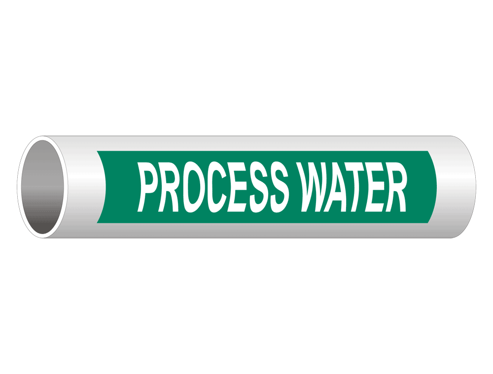 ASME A13.1 Process Water Pipe Label PIPE-24015-WHTonGreen