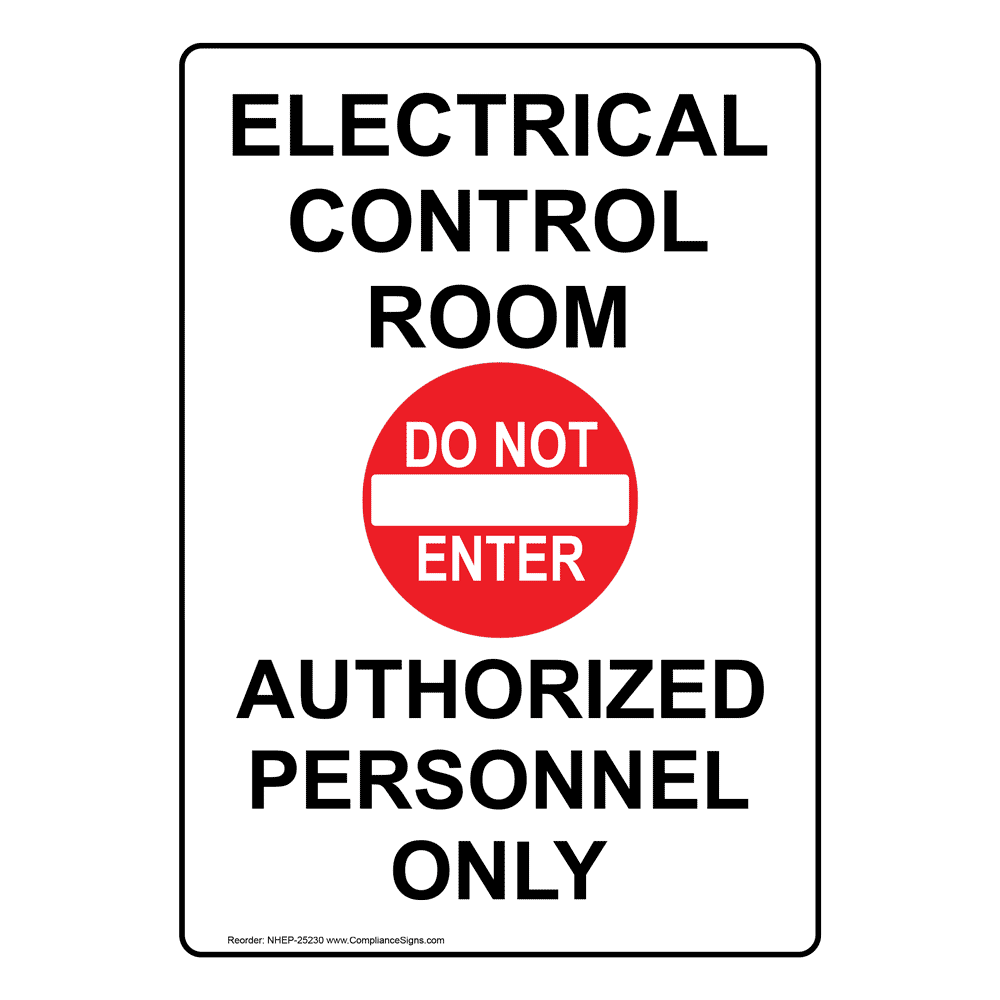 Portrait Electrical Control Room Sign With Symbol NHEP-25230